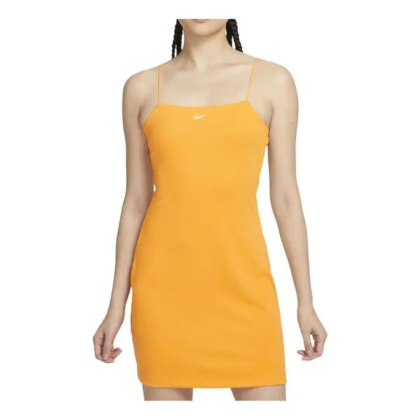 Nike Chill Knit Ribbed Mini Dress - Yellow