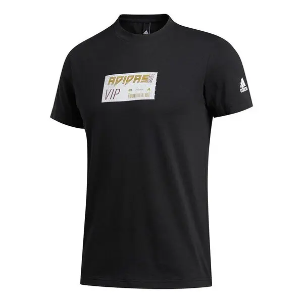 Adidas Gfx T Lng Logo Printing Sports Round Neck Short Sleeve - Black