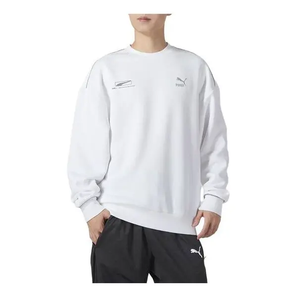PUMA Solid Color Crewneck Sweater - White