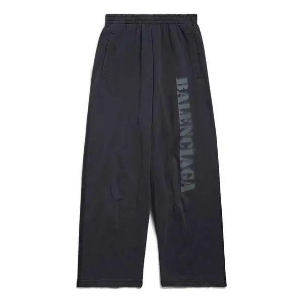 Balenciaga Stencil Type Baggy Sweatpants 'black Grey - Black/grey