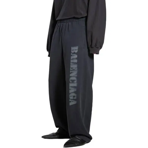 Balenciaga Stencil Type Baggy Sweatpants 'black Grey