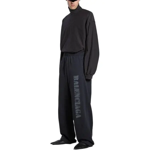 Balenciaga Stencil Type Baggy Sweatpants 'black Grey