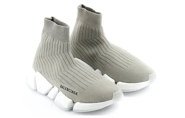 Balenciaga Speed 2.0 Rib-knit Trainers - Grey/white