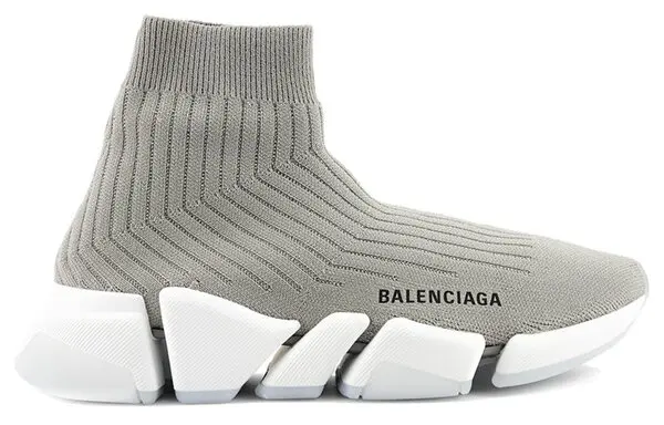 Balenciaga Speed 2.0 Rib-knit Trainers - Grey/white