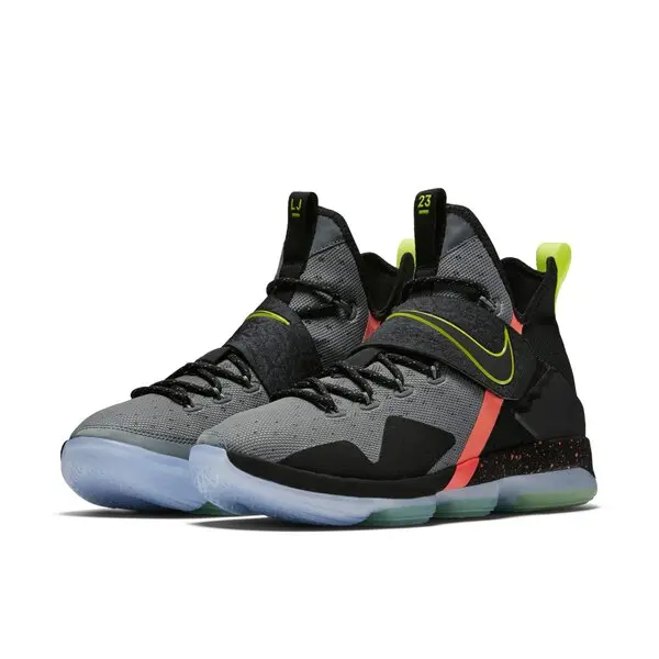 Nike Lebron 14 'out Of Nowhere' Athletic Sneakers - Black/volt/cool Grey