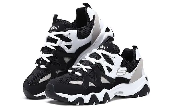 Sketchers D'lites 2.0 Low Top Sneakers - Black/white/grey
