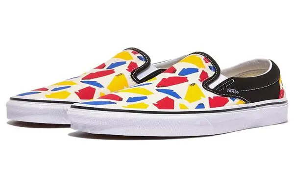 VANS Classic Slip-on Sneakers - White/red/yellow