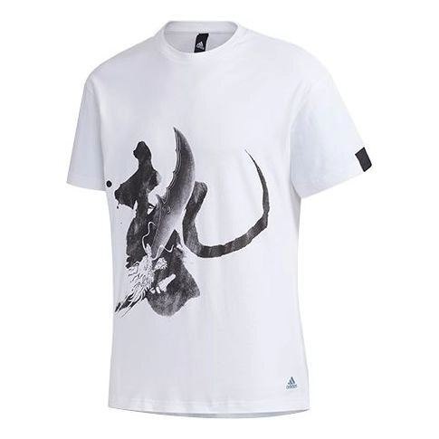Adidas Sports Round Neck Short Sleeve 'wuji Story - White