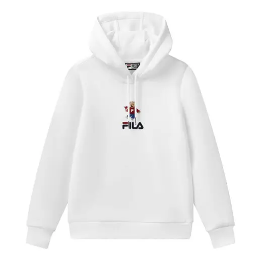 FILA Sports Pullover Hoodie With Graphic Detail - White