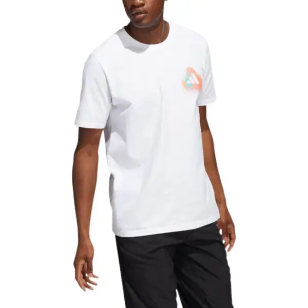 Adidas Multi-color Logo Printing Round Neck Short Sleeve White