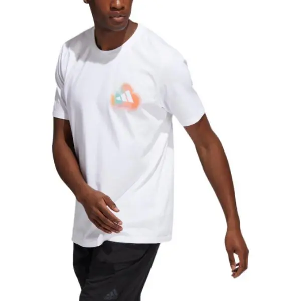 Adidas Multi-color Logo Printing Round Neck Short Sleeve White