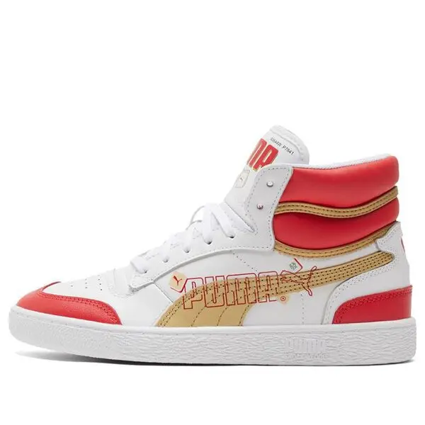 PUMA Ralph Sampson Mid Top Sneakers - White/red/gold