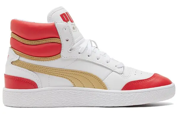 PUMA Ralph Sampson Mid Top Sneakers - White/red/gold