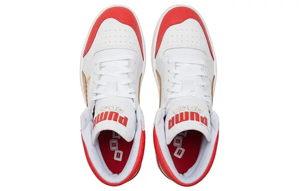 PUMA Ralph Sampson Mid Top Sneakers - White/red/gold