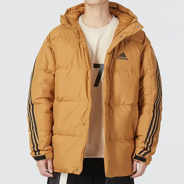Adidas Puffy Down Jacket With Logo And Stripes