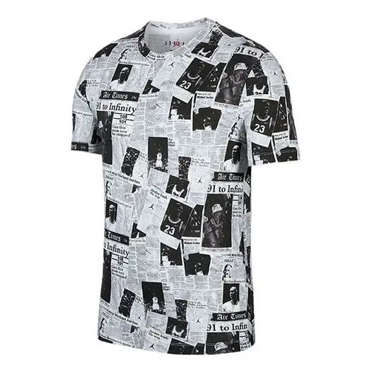JORDAN Rivals Full Print Sports Round Neck Short Sleeve - Gray