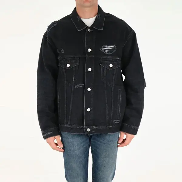 Balenciaga Barcode Destroyed Denim Jacket