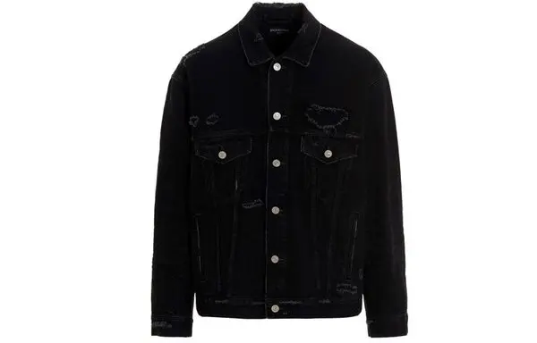 Balenciaga Barcode Destroyed Denim Jacket