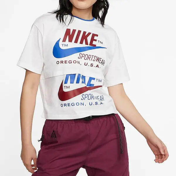 Nike Logo Splicing Short Sleeve T-shirt - White