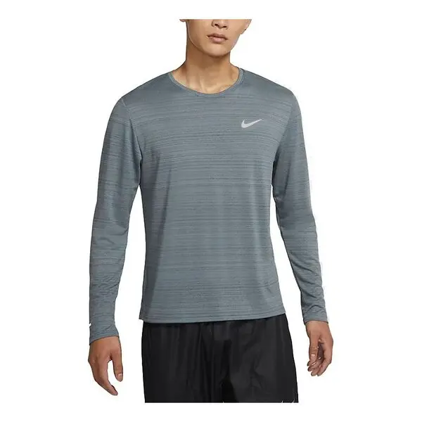 Nike Dri-fit Miler Long Sleeve Running Top - Gray