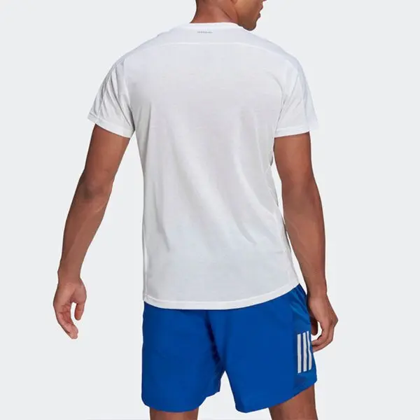 Adidas Run Logo Tee M Logo Printing Round Neck Short Sleeve White