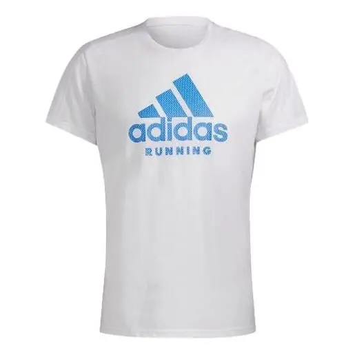 Adidas Run Logo Tee M Logo Printing Round Neck Short Sleeve White - Default Color