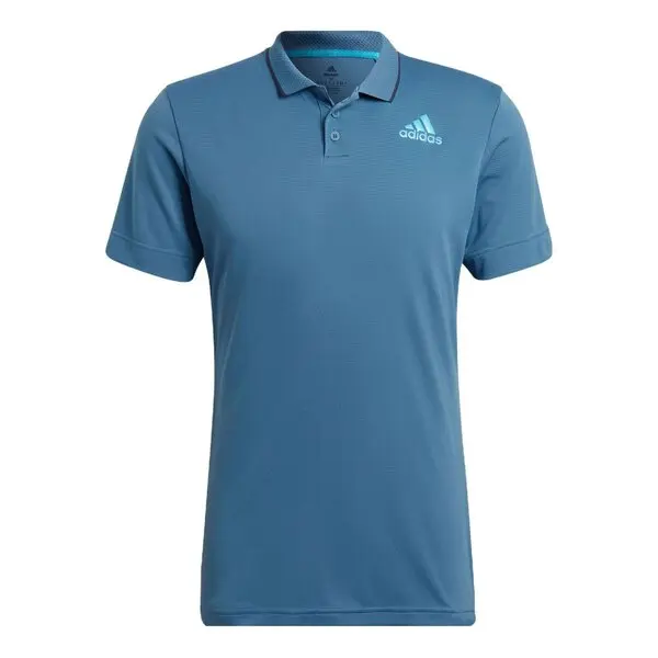 Adidas Gameset Logo Printing Solid Color Tennis Sports Short Sleeve Blue Polo Shirt - Multi-color