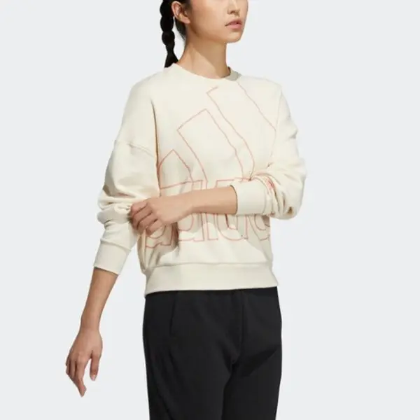 Adidas Big Logo Printing Casual Sweater - White
