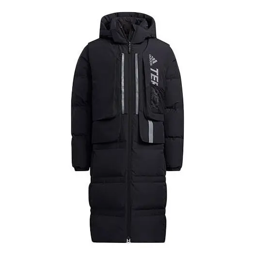 Adidas Outdoor Sports Detachable Vest Long Hooded With Down Feather Jacket Black - Default Color