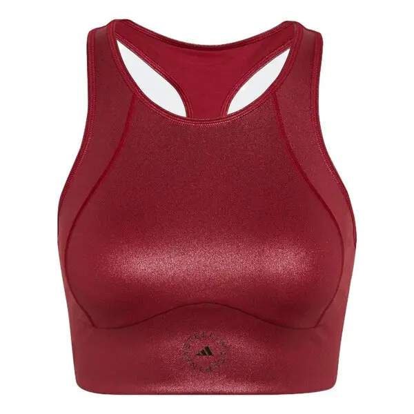 Adidas Stella Mccartney Shiny Training Crop Top Asia Sizing - Copper