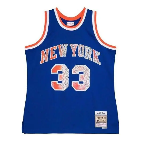 Mitchell & Ness X Nba 75th Anniversary New York Knicks Patrick Ewing #33 Jersey - Blue
