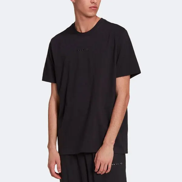 Adidas Originals Solid Color Round Neck Short Sleeve Black T-shirt - Default Color