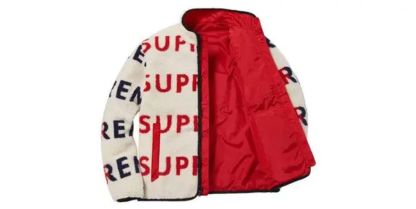 Supreme Reversible Logo Fleece Jacket 'natural
