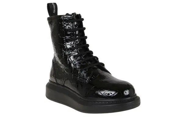 Alexander McQueen High Hybrid Boots With Crocodile Effect