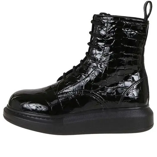 Alexander McQueen High Hybrid Boots With Crocodile Effect - Black
