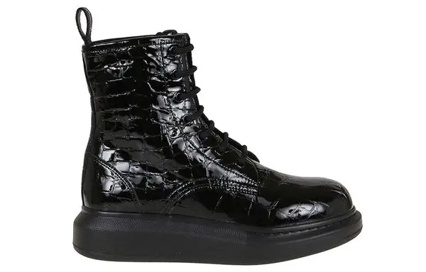Alexander McQueen High Hybrid Boots With Crocodile Effect