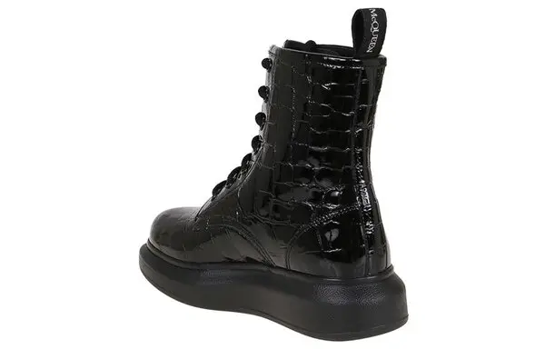 Alexander McQueen High Hybrid Boots With Crocodile Effect