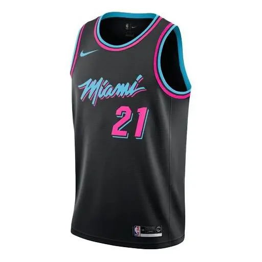 Nike Nba Sw Fan Edition 18-19 Season Miami Heat 21 Jersey - Black