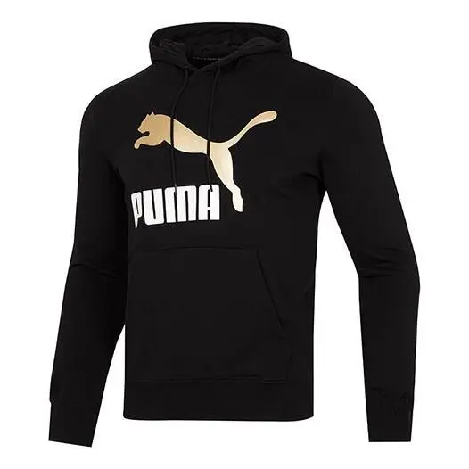 PUMA Classics Metallic Logo Hooded Sweatshirt - Black