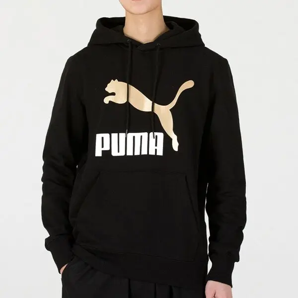PUMA Classics Metallic Logo Hooded Sweatshirt - Black