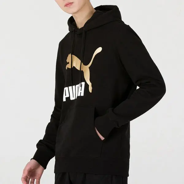 PUMA Classics Metallic Logo Hooded Sweatshirt - Black