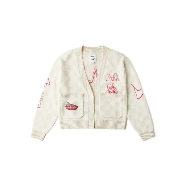 VANS The Monsters Labubu Knit Cardigan - White/red
