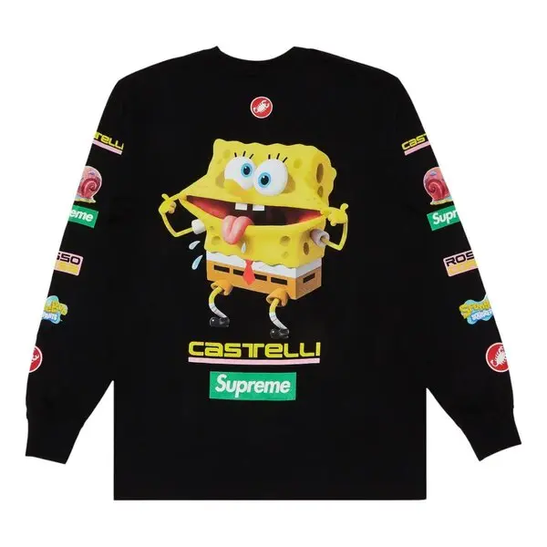 Supreme X Spongebob Squarepants X Castelli Racing Long-sleeve T-shirt - Black