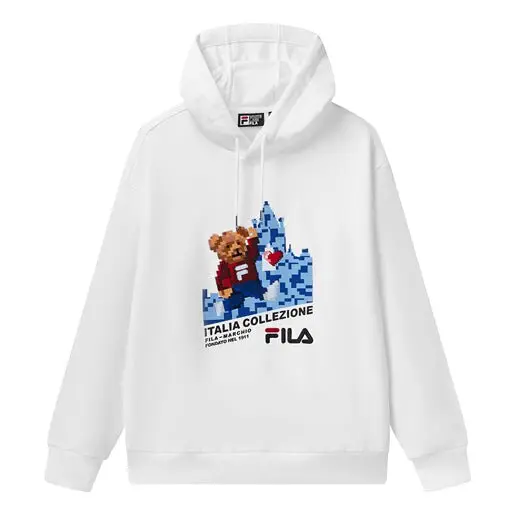 FILA Loose Sports Pullover Hooded Long Sleeve - White