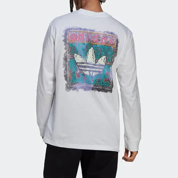 Adidas Originals Casual Solid Color Back Large Long Sleeves White