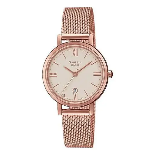Casio Sheen Mesh Watch With Sapphire Crystal - Rose Gold