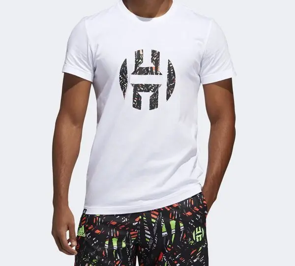 Adidas Harden Logo Tee Basketball Sports Short-sleeve Tee - White
