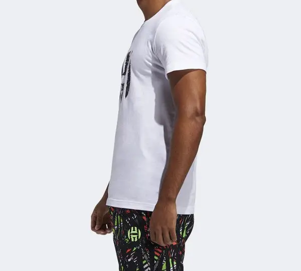 Adidas Harden Logo Tee Basketball Sports Short-sleeve Tee - White