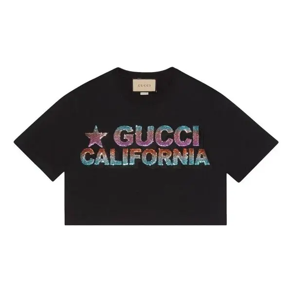 Gucci Jersey T-shirt With Sequin Embellishment - Black