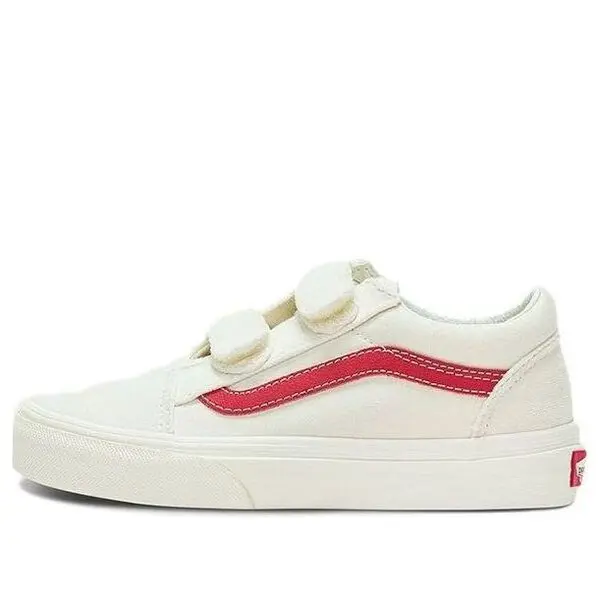 VANS Old Skool Low Top Sneakers With Velcro Fastening - White/red